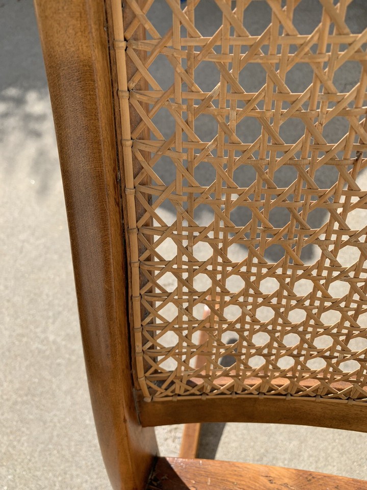Antique ROCKER cane back rocking chair mid century modern wood | eBay