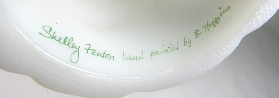 Fenton Santa Burmese Glass Hand Painted Signed B. Higgins and Shelly ...