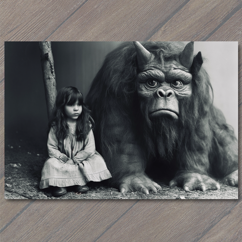 5x7" Girl Monster Weird Creepy Imaginary Friend Nightmare Scary Unusual ...