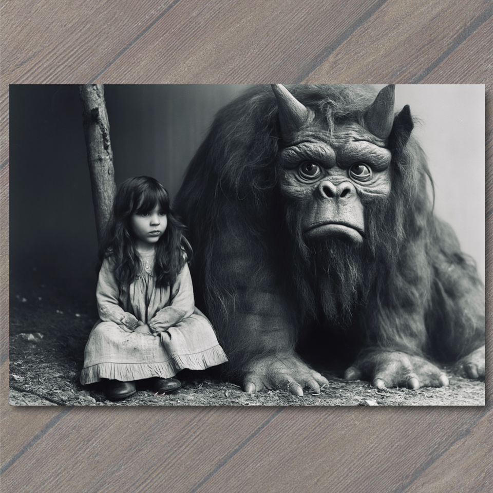 5x7" Girl Monster Weird Creepy Imaginary Friend Nightmare Scary Unusual ...