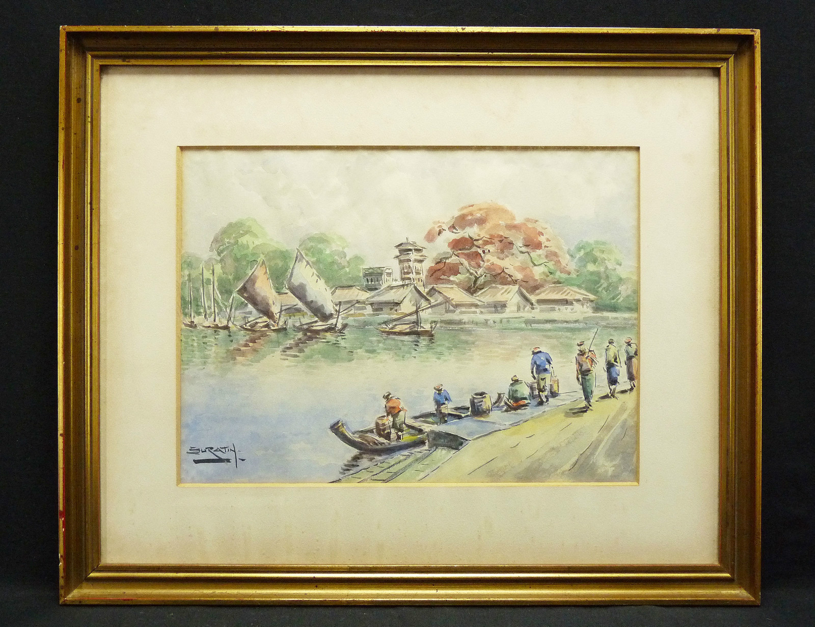 Dedy SURATIN (1900-1979) Watercolor Marine Sailboats in Southeast Asia ...