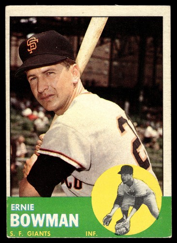 1963 Topps Ernie Bowman #61 San Francisco Giants MID HIGHER GRADE NO ...