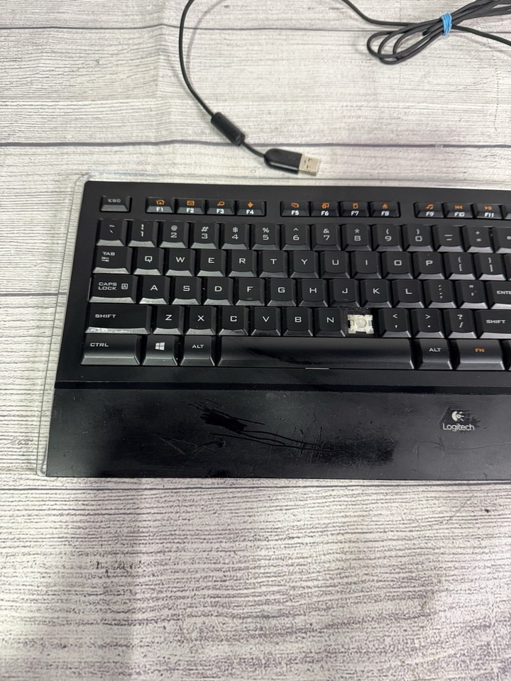 Logitech Illuminated Wired Keyboard K740 (Missing 1 Key, Untested As Is ...