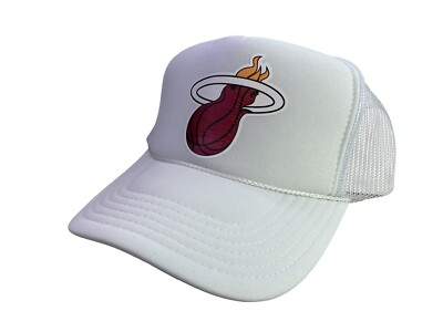 NEW MIAMI HEAT ALL WHITE HOT HAT 5 PANEL HIGH CROWN TRUCKER SNAPBACK | eBay