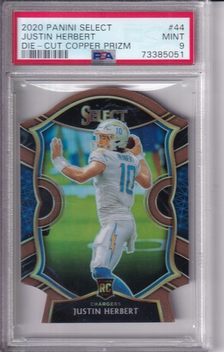 JUSTIN HERBERT Rookie Copper Prizm 2020 Select #44 Die-Cut #d /355 Mint ...