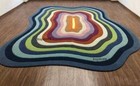 The Multi-Color Irregular Oval Shaped Area Rug, Abstract Pattern Hand ...