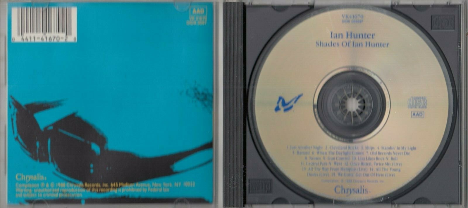 Ian Hunter - Shades of Ian Hunter CD 1988 CHRYSALIS VK 41670 EARLY DADC ...