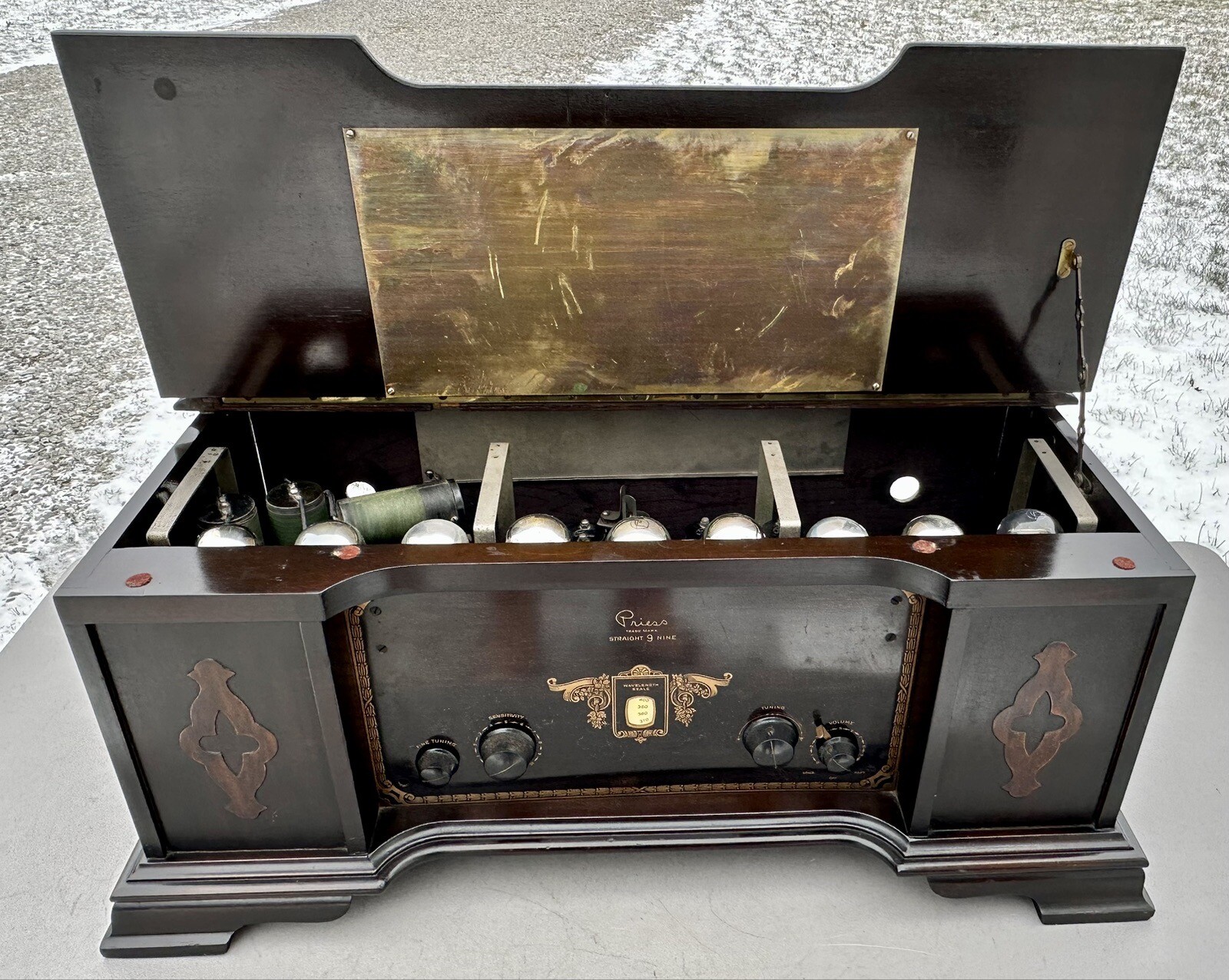 **Beautiful** VTG Priess Straight 9 Nine Broadcast Tube Radio Receiver ...