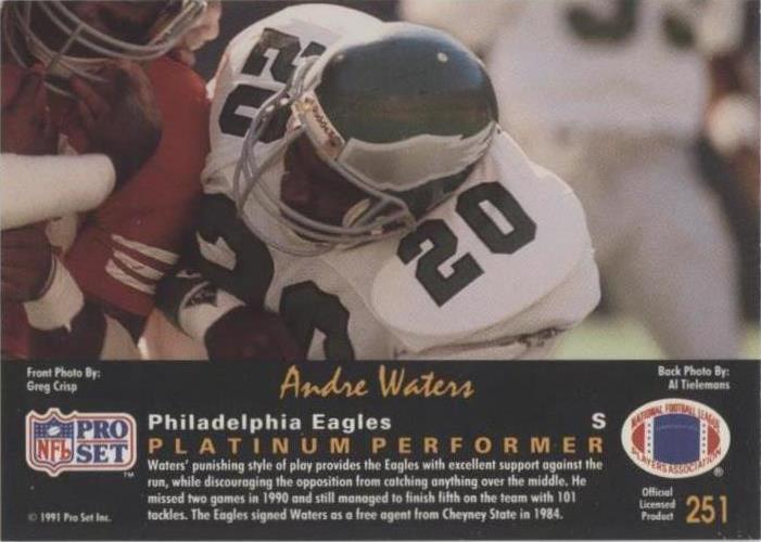 Las mejores ofertas en 1991 Pro Set Platinum Andre Waters #251 | eBay