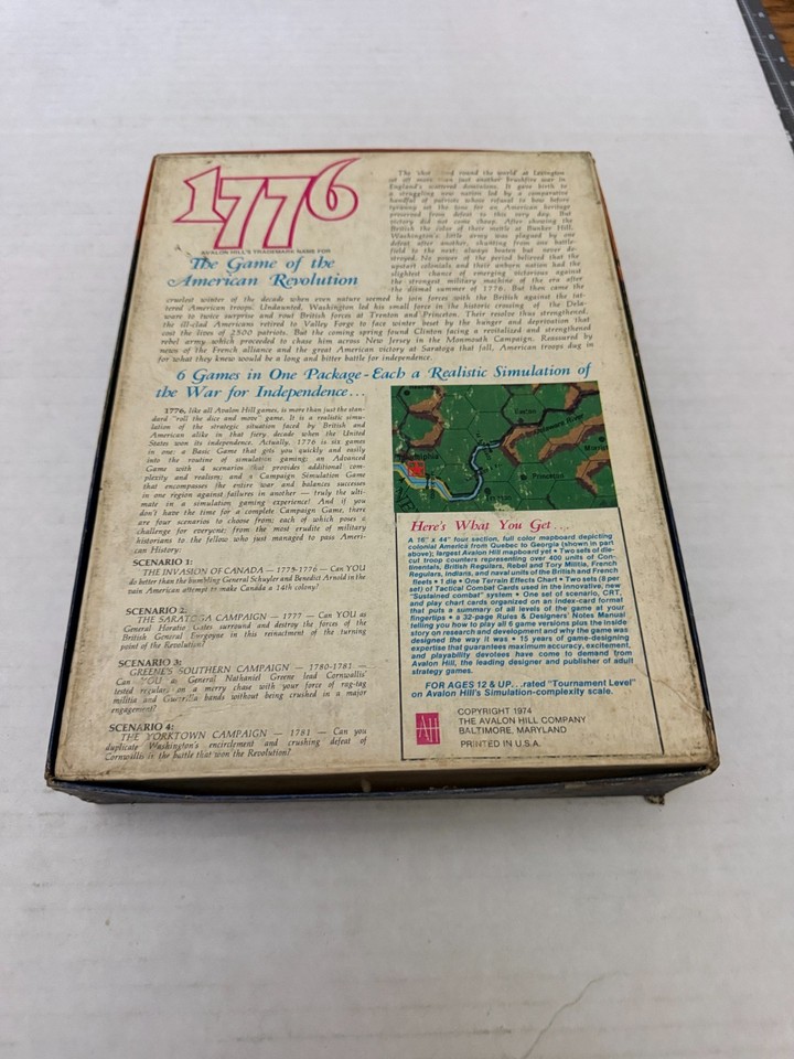 1974 1776 The American Revolutionary War Board Game Avalon Hill | eBay