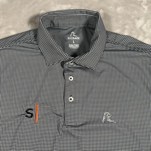 Rhoback Polo Shirt Mens L Black Herringbone Performance Golf Athletic ...