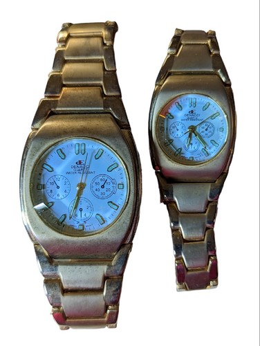 Denacci Watch Men Women Silver Tone Faceted Blue Crystal Dial Set | eBay