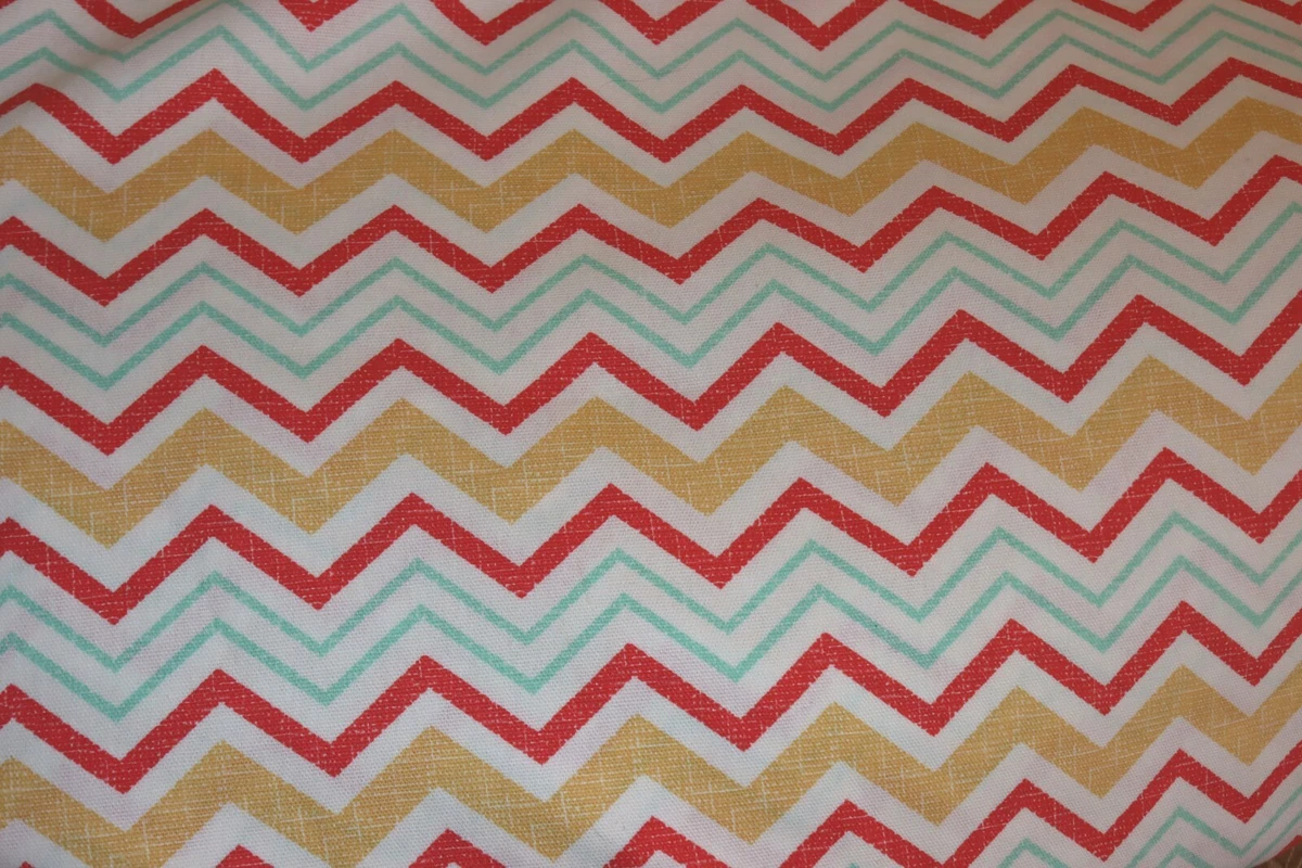 Turquoise And Orange Chevron Fabric