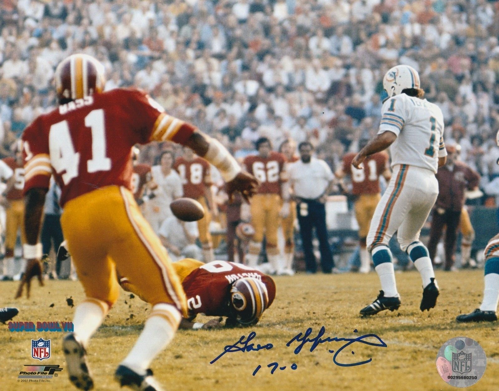 GARO YEPREMIAN MIAMI DOLPHINS 17-0 SB FG ACTION SIGNED 8x10 | eBay