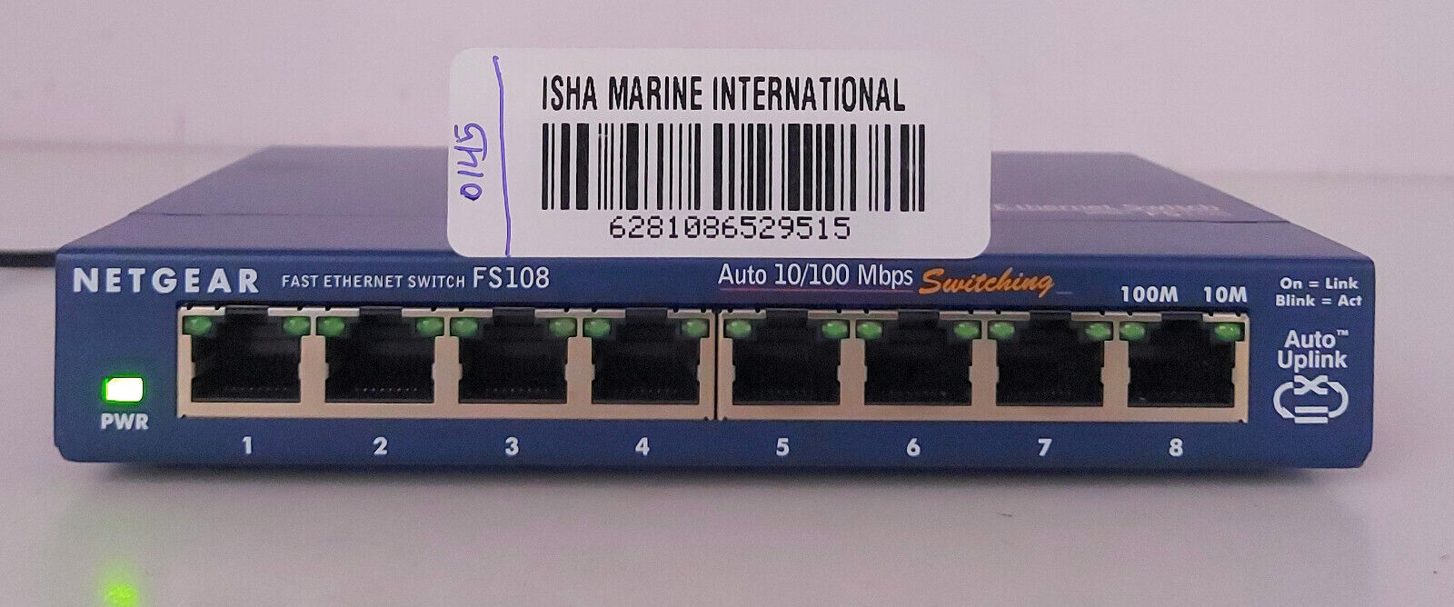 NETGEAR FS108 FAST ETHERNET SWITCH AUTO 10/100 MBPS 9515 6281086529515 ...