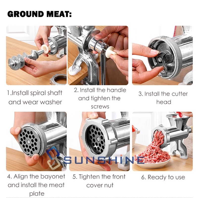 Heavy Duty Table Top Meat Grinder Hand Crank Mincer Sausa Filler Food ...