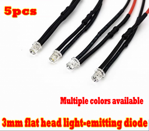 1pcs 3mm LED Bulb Pre wired Light Emitting Diode Small 20cm Wire Flat ...