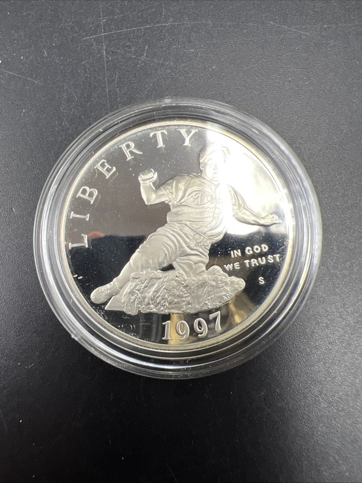 1997 Jackie Robinson MLB Baseball Dodgers Commemorative Silver Dollar ...
