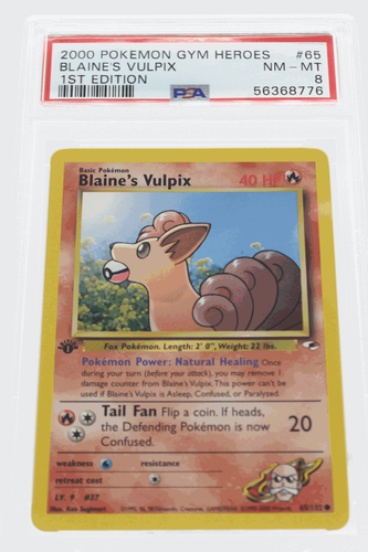 PSA 8 NEAR MINT-MINT 2000 Pokémon Gym Heroes #65 Blaine's Vulpix 1st ...