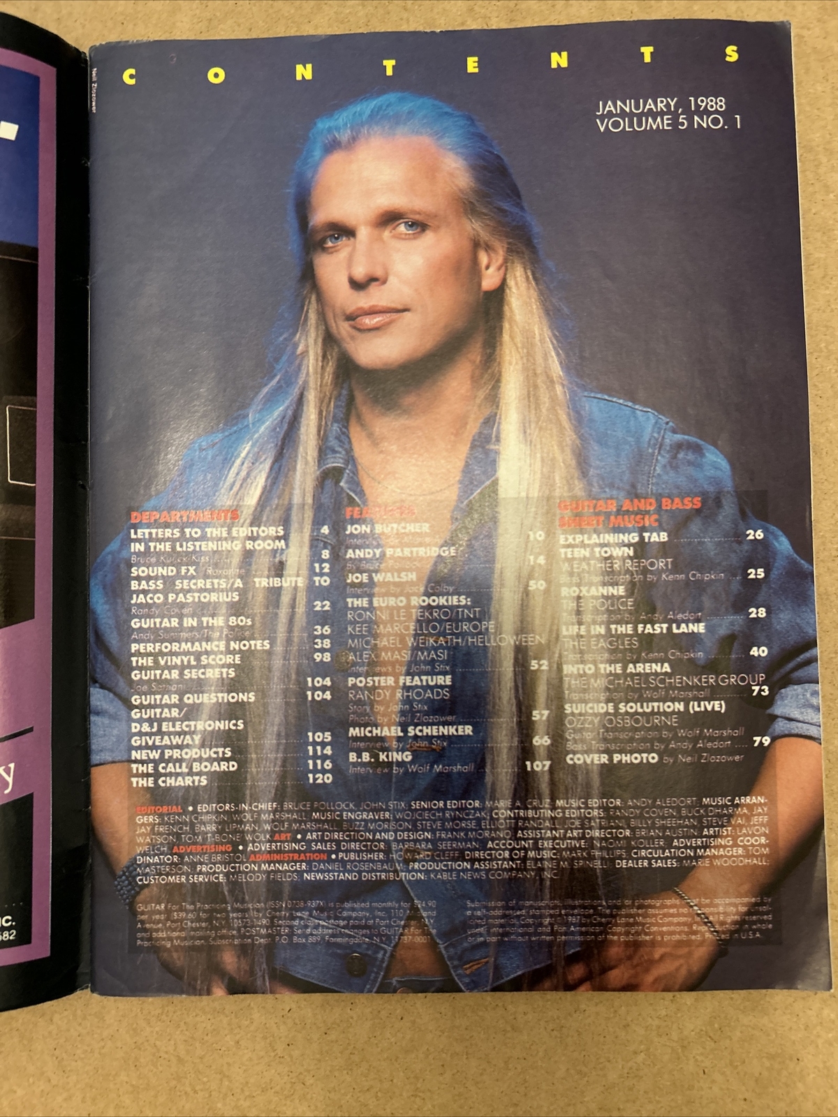 JAN 1988 Guitar MICHAEL SCHENKER Joe Walsh Andy Summers Randy Rhoads ...