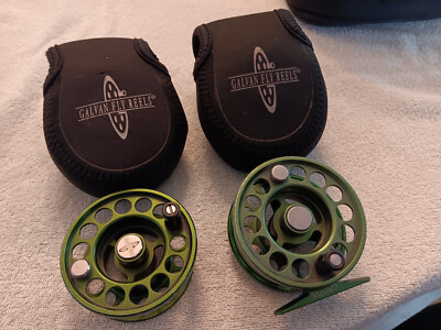 GALVAN OB-4 FOREST GREEN FLY REEL WITH EXTRA SPOOL AND 2 GALVAN REEL ...