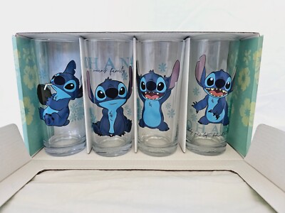 New Disney Stitch Glassware set of 4 10 oz each Stitch Glass | eBay
