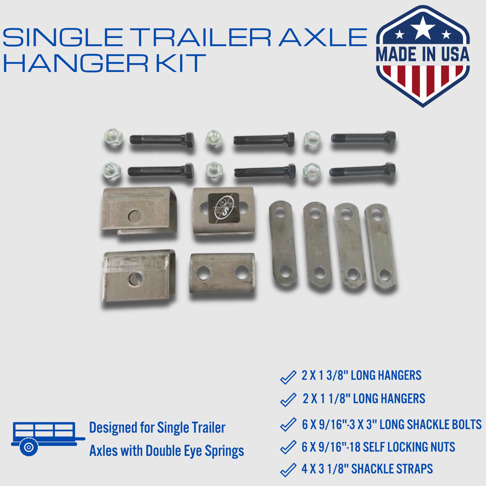 USA Made 5,200 lbs. Trailer Axle Suspension Kit (Leaf Springs, Hanger ...
