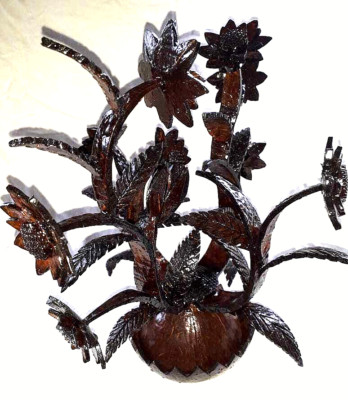 New Decorative Coconut Shell Flower Vase Handmade Pot For Gift Home ...