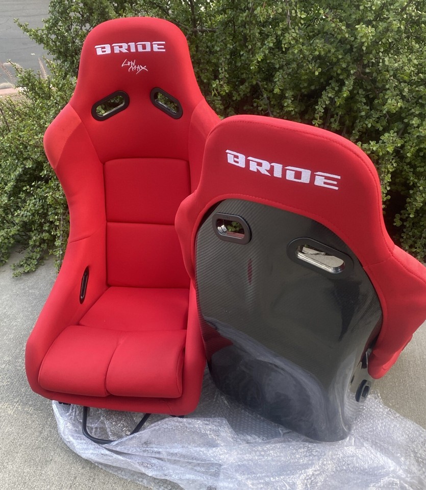 Bride Low Max Style Red Universal Racing Bucket Seat Set with Real ...