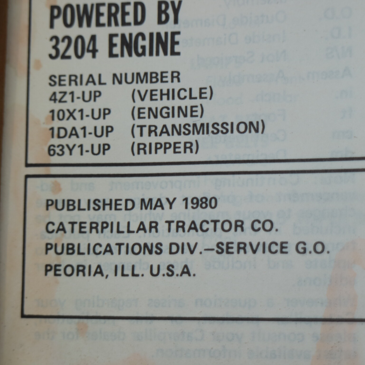 CAT Caterpillar 943 Track Loader Parts Manual Book Catalog 4Z series ...