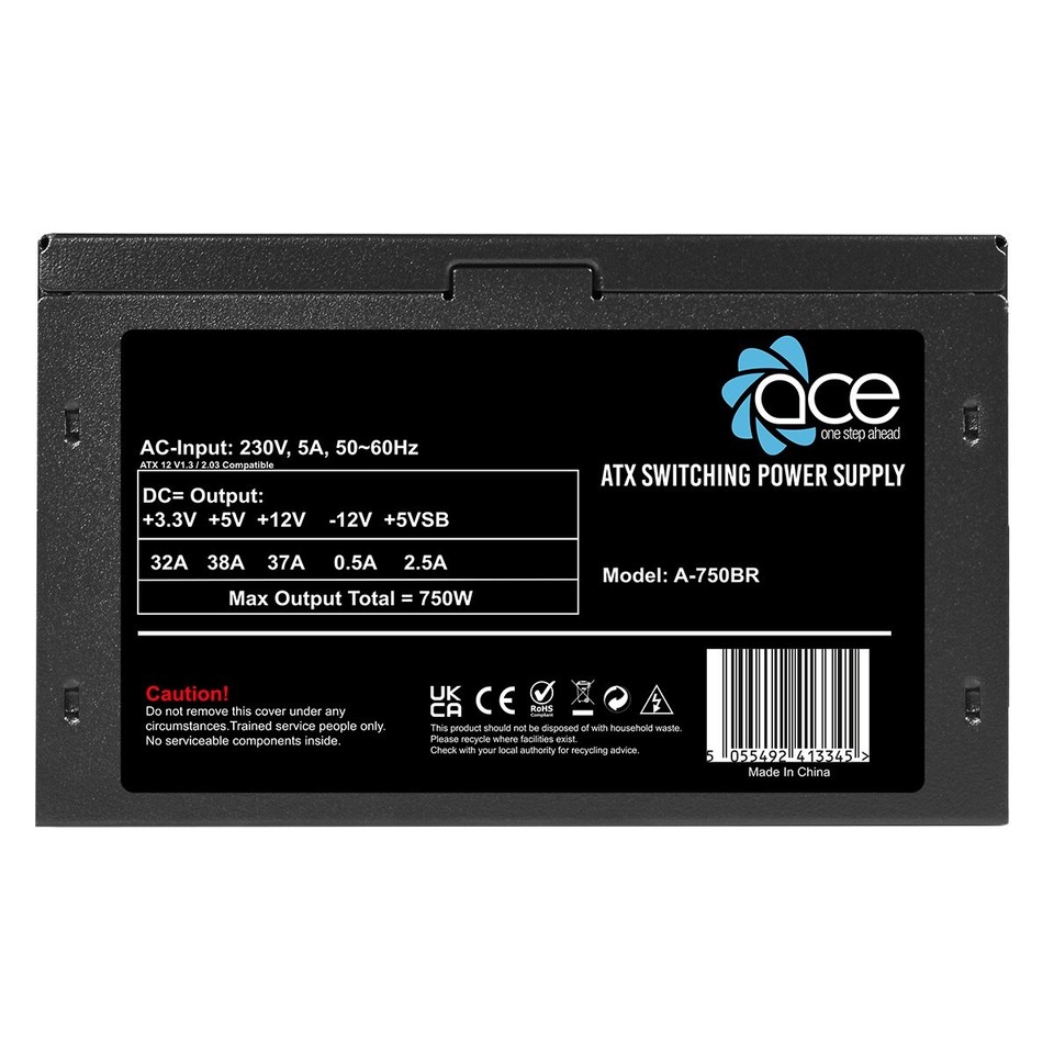 ACE 750W PSU PC Power Supply Unit Quiet 120mm Fan ATX 8pin 12V 8-Pin ...