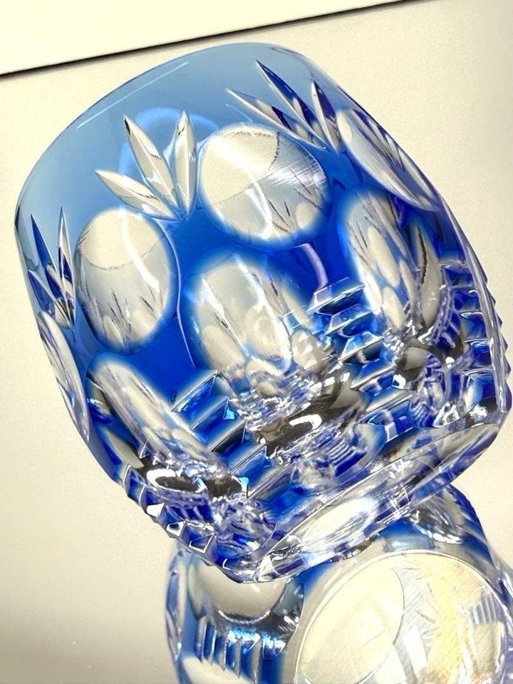 Hoya Crystal Cut Sake Cups 2pcs Blue Small Glass Set | eBay
