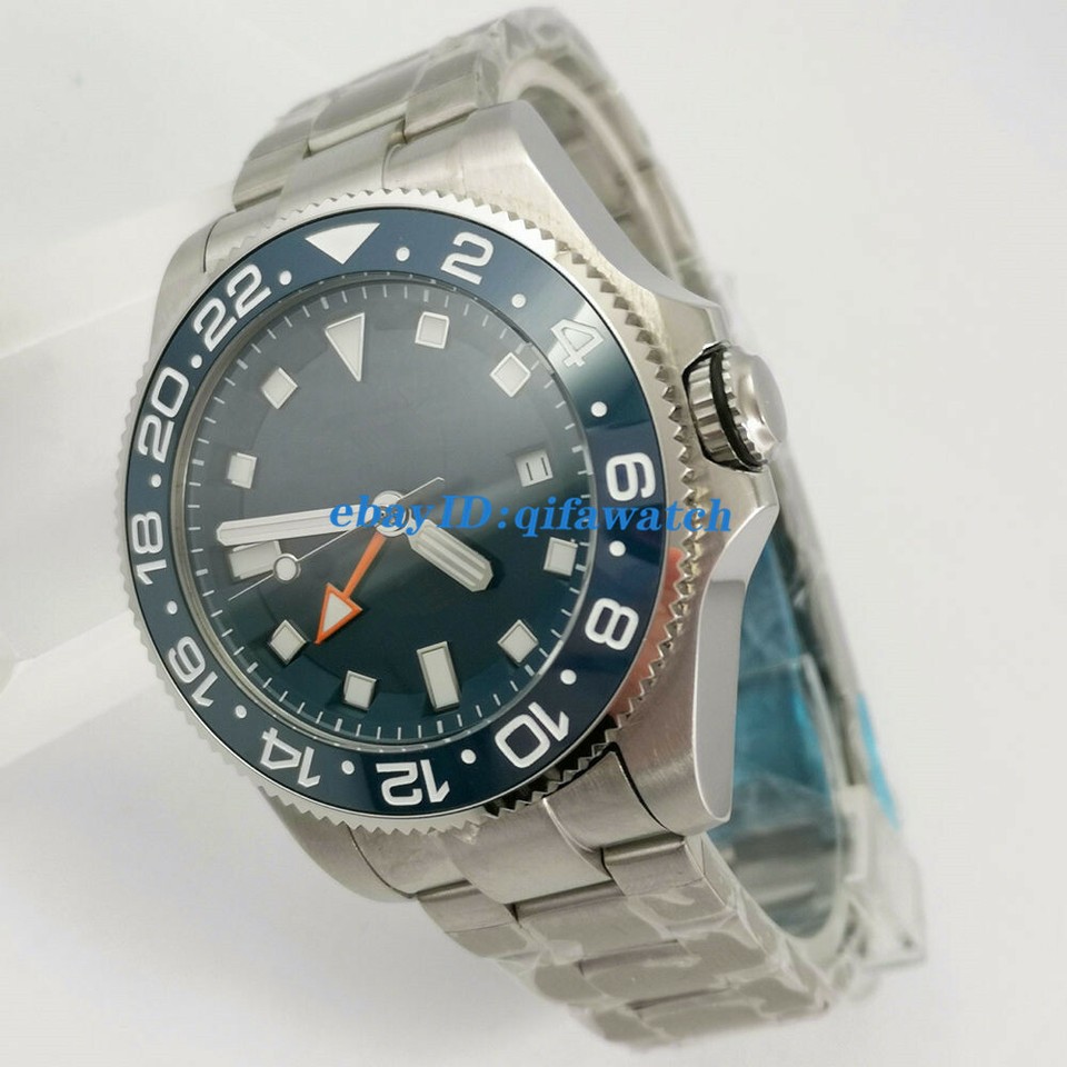 43mm Sterile GMT blue dial Sapphire glass ceramic bezel automatic men's ...