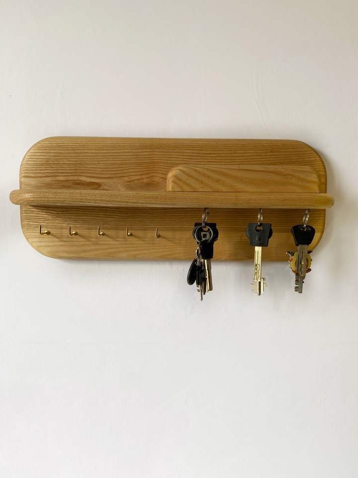 Shelf Key Holder Wall, Wooden Wall Mounted Key Shelf,Entryway Shelf ...