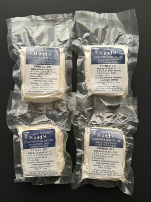 *4-Pack* H and H Compressed Gauze Primed-001 (Sterile Fluff Bandage ...