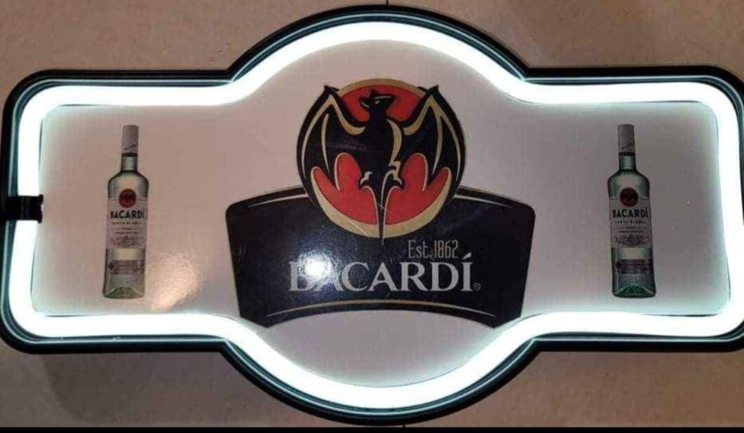 Bacardi Rum sign 17" x 10" promotional Led neon Light Sign Man Cave ...