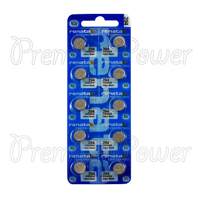 10 x Renata 394 Silver oxide batteries 1.55V SR936W SR45 V394 Watch 0% ...