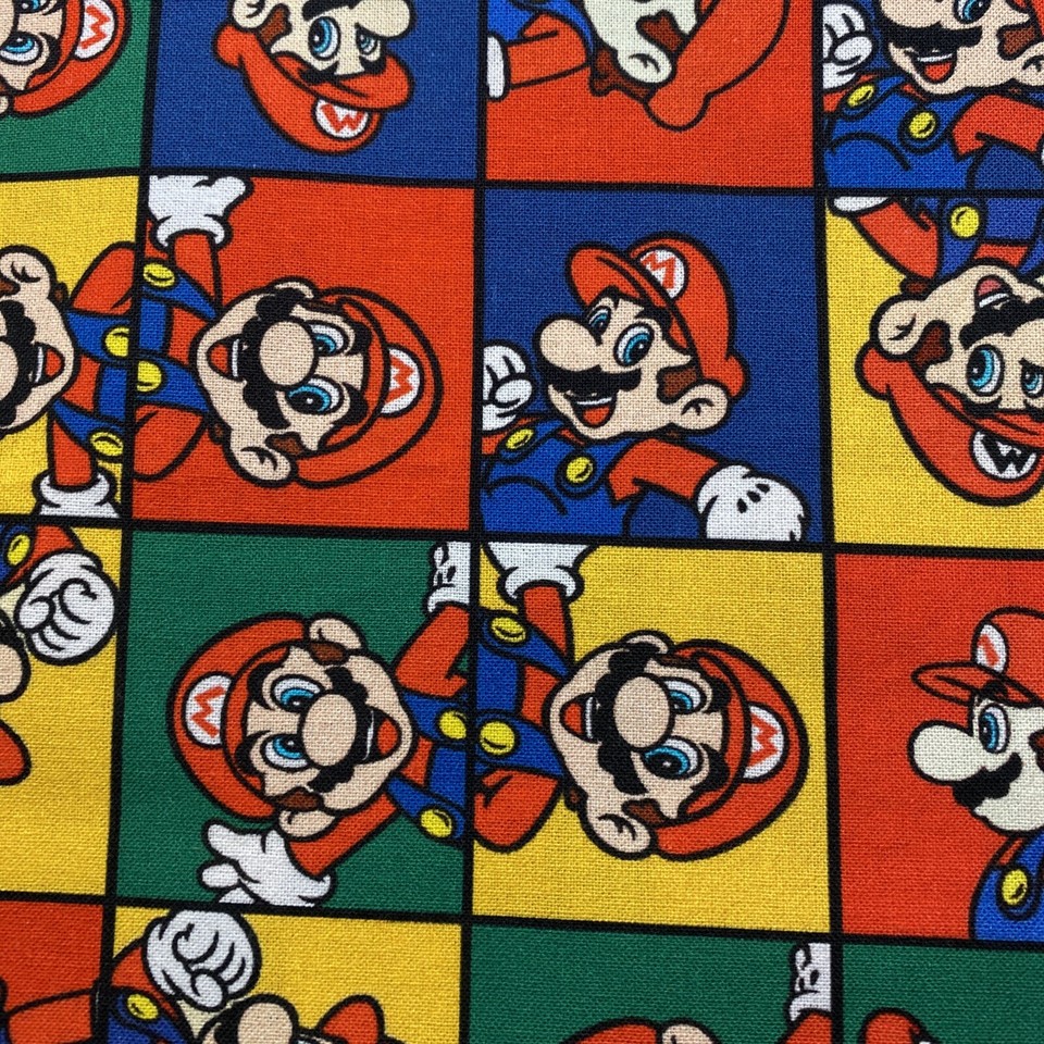 Super Mario Squares Custom Cotton Fabric FQ 18” By 28” New | eBay