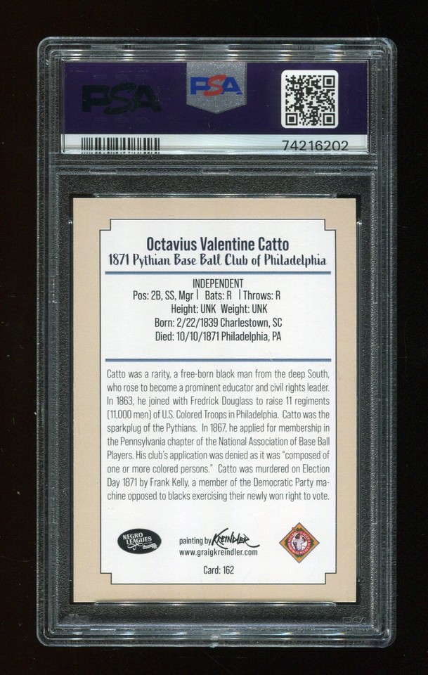 OCTAVIUS CATTO 2020 DREAMS FULFILLED NEGRO LEAGUE LEGENDS #162 - PSA 8 ...