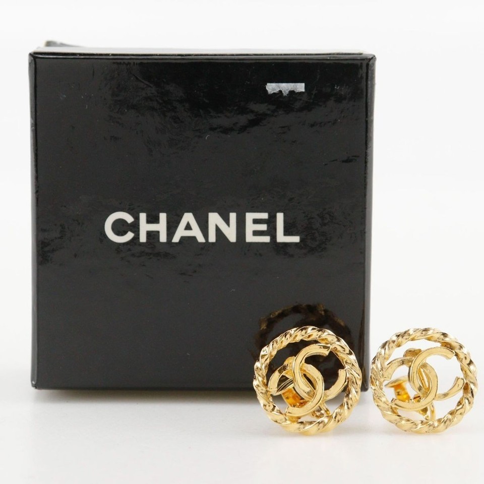 CHANEL Coco Mark Gold Plate Earrings Unspecified Color One Size Used ...