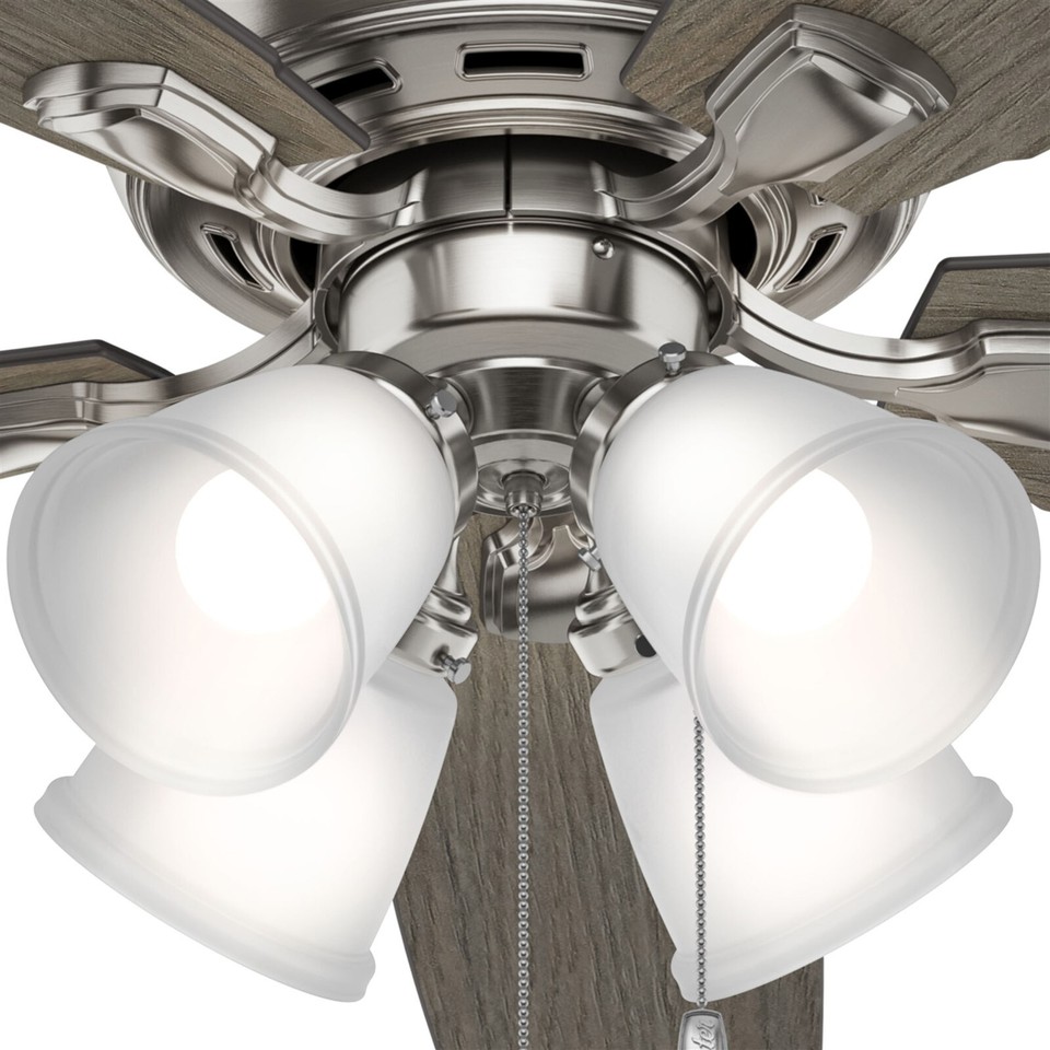 Hunter Fan 52 in Brushed Nickel Finish Ceiling Fan with Four Dimmable ...