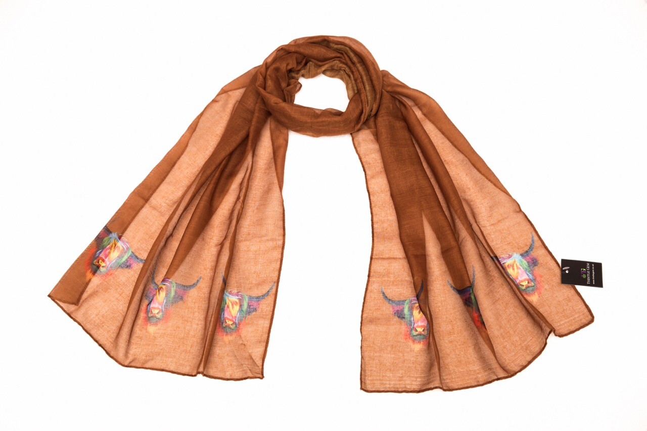 Cow Scarf Rainbow Highland Cow Scarves Lightweight Cow Scottish Gift ...