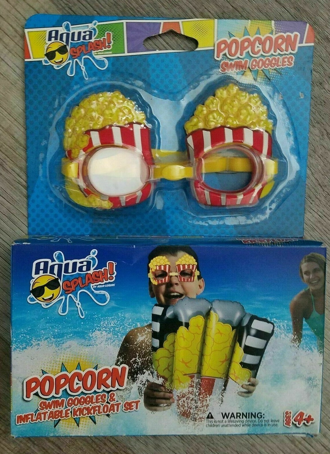 Aqua Splash Popcorn Swim Goggles Inflatable Kickfloat Popcorn AGE 4+ | eBay