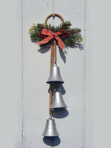 Deko Glocken Türkranz Weihnachtsdeko Shabby Antik silberfarb Metall ...