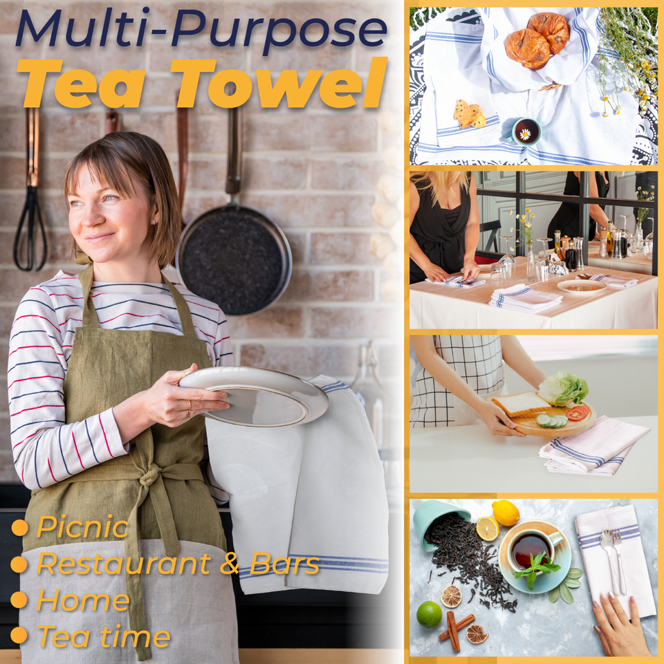 DCS Pack of 10 Absorbent Tea Towels for Kitchen Cotton 70x47cm – Dish ...