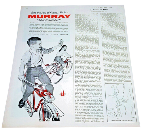 Vintage Murray Bicycle 1964 Print Ad Boys Girls Red Space Weight Deluxe ...