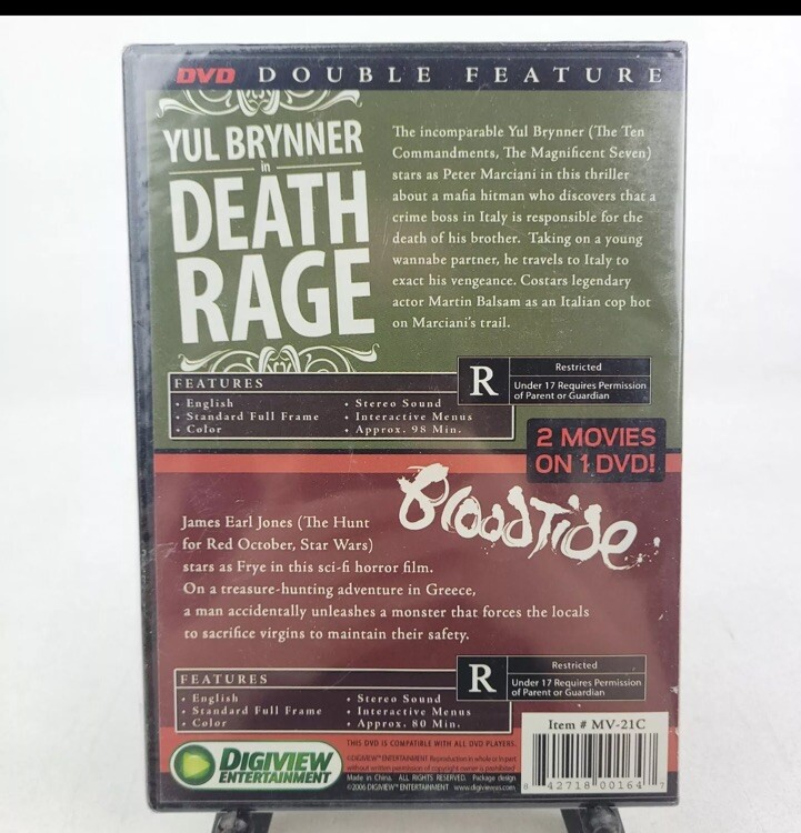 SEALED Double Feat Horror Blood Tide Death Rage DVD James Earl Jones ...