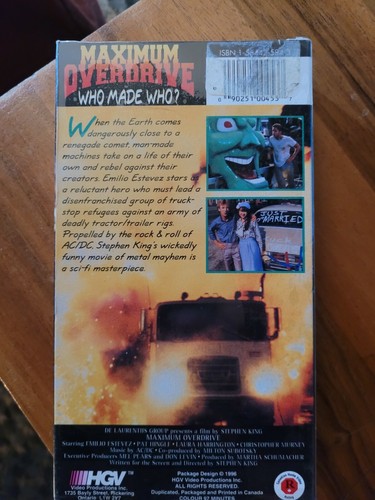 Maximum Overdrive (VHS, 1996) for sale online | eBay