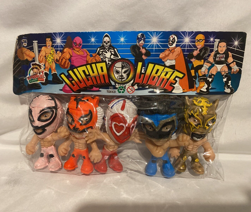LUCHA LIBRE SET Luchadores Cabezones 3" Action Figures Mexican Toys set ...