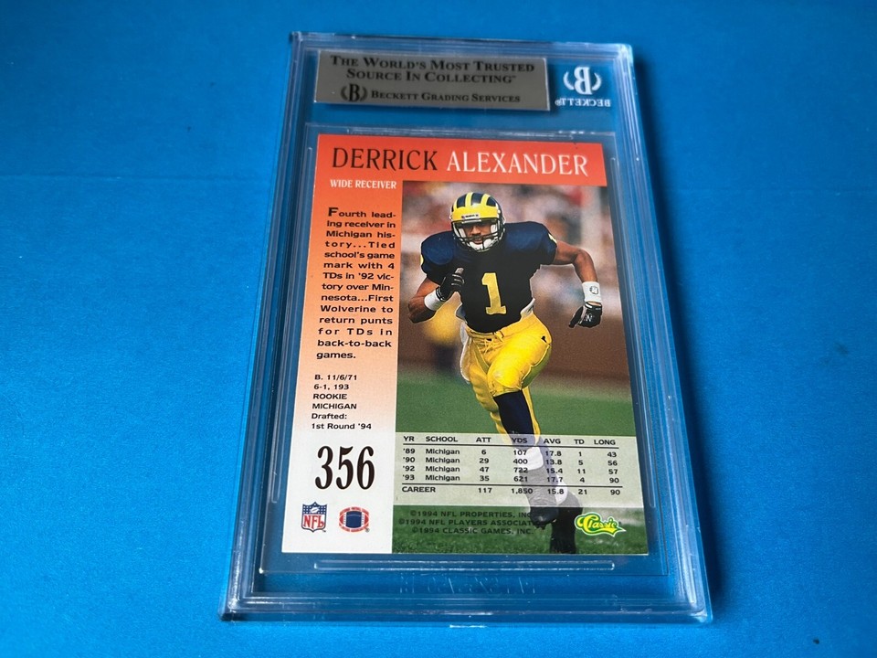 Derrick Alexander 1994 Pro Line Live Rookie Card Signed Auto Beckett ...